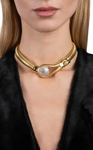 Alexis Bittar Solanales 14k -plated Crystal Pebble Collar Necklace