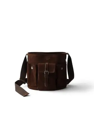 Prada Route Suede Mini Bucket Bag - Brown