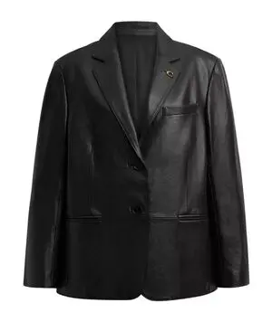 COACH Relaxed Leather Blazer - Black