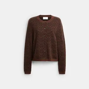 COACH Signature Button Down Cardigan Maple