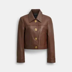 COACH Shrunken Leather Jacket With Turnlocks - Maple