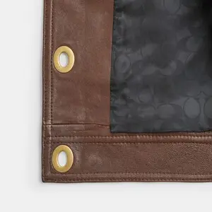 COACH Shrunken Leather Jacket With Turnlocks - Maple
