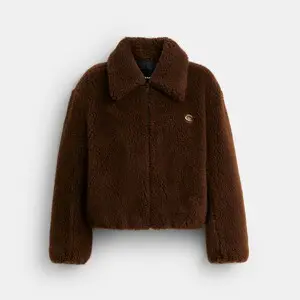 COACH Faux Fur Bomber - Brown