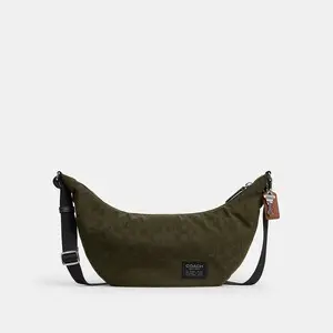 COACH Leon Sling Bag In Signature Nylon Jacquard - Dark Moss