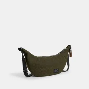 COACH Leon Sling Bag In Signature Nylon Jacquard - Dark Moss
