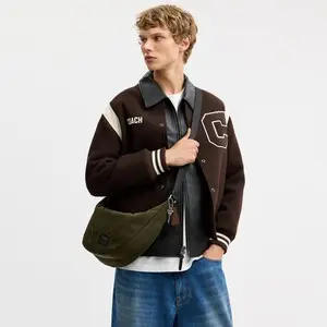COACH Leon Sling Bag In Signature Nylon Jacquard - Dark Moss