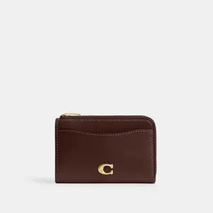 COACH Essential Key Zip Card Case - Brass/maple