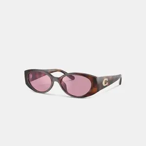 COACH Maxi Sculpted C Narrow Round Sunglasses