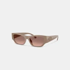 COACH Beveled C Narrow Cat Eye Sunglasses - Light Brown