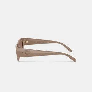 COACH Beveled C Narrow Cat Eye Sunglasses - Light Brown