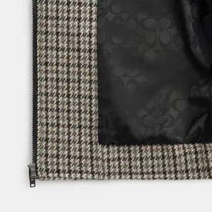 COACH Houndstooth Short Wool Coat