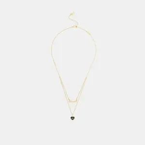 COACH Script Resin Heart Layered Necklace