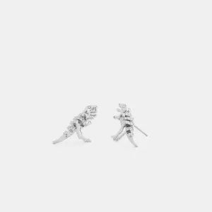 COACH Pavé Skeletal Rexy Stud Earrings - Silver/clear