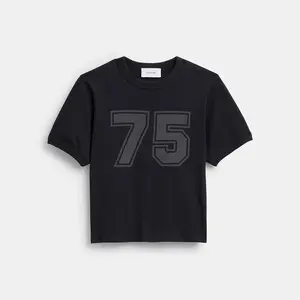 COACH Tonal Varsity T-shirt In Organic Cotton - Black
