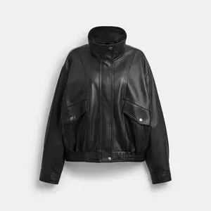 COACH Funnel Neck Leather Blouson