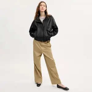 COACH Funnel Neck Leather Blouson