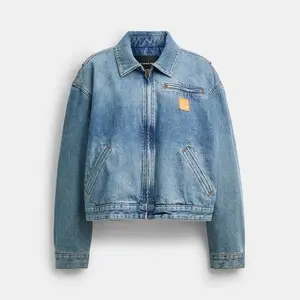 COACH OUTLET Zip Denim Cropped Jacket - Cold Spring