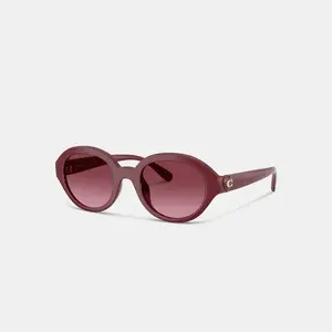 COACH OUTLET C Heart Round Sunglasses - Maroon Solid