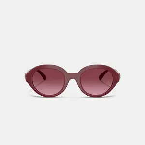 COACH OUTLET C Heart Round Sunglasses - Maroon Solid