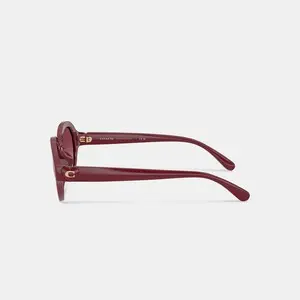 COACH OUTLET C Heart Round Sunglasses - Maroon Solid