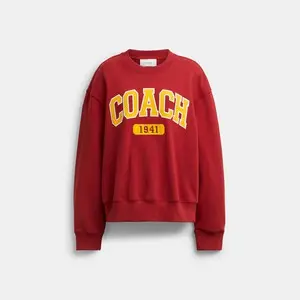 COACH OUTLET Embroidered Sporty Boyfriend Crewneck Sweatshirt - Savvy Red