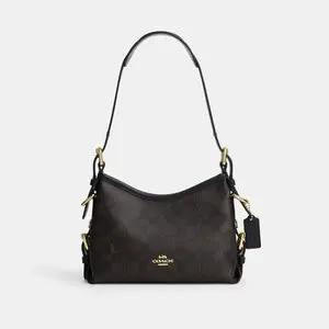 COACH OUTLET Laurel Shoulder Bag 22 With Buckles In Signature Canvas - Gold/walnut/black