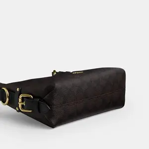 COACH OUTLET Laurel Shoulder Bag 22 With Buckles In Signature Canvas - Gold/walnut/black