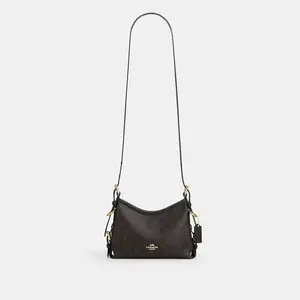 COACH OUTLET Laurel Shoulder Bag 22 With Buckles In Signature Canvas - Gold/walnut/black