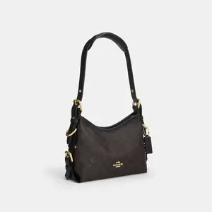 COACH OUTLET Laurel Shoulder Bag 22 With Buckles In Signature Canvas - Gold/walnut/black