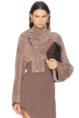 Rick Owens Scarf Flight Bomber Jacket In Mauve - Grape