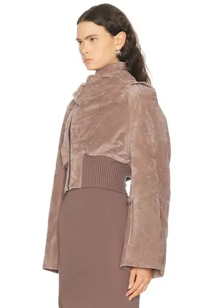 Rick Owens Scarf Flight Bomber Jacket In Mauve - Grape