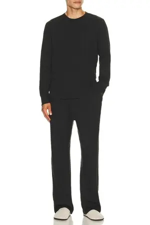 SKIMS Waffle Straight Leg Pant In Black - Onyx