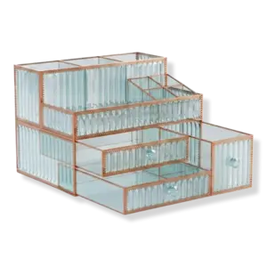 POSITIVE VIBES Multi-purpose Tempered Glass Vanity Organizer - Green