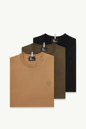 Moncler Logo Patch Cotton Blend T-shirt - Beige
