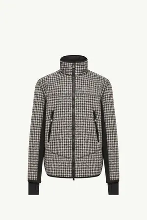 Moncler Wool Blend Vichy Zip-up Sweatshirt - Black