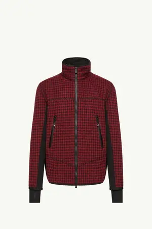 Moncler Wool Blend Vichy Zip-up Sweatshirt - Red