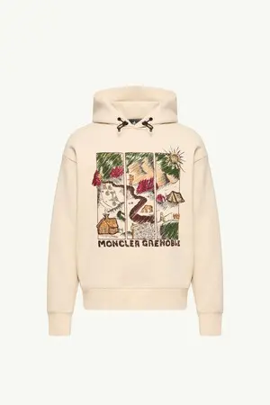 Moncler Mountain Landscape Print Cotton Blend Hoodie