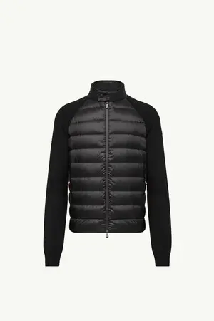 Moncler Wool Blend Padded Zip-up Cardigan - Black
