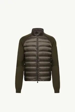 Moncler Wool Blend Padded Zip-up Cardigan - Green