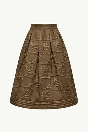Moncler Leaf-quilted Padded A-line Skirt - Brown