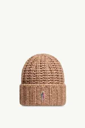 Moncler Alpaca Blend Rib Knit Beanie - Beige