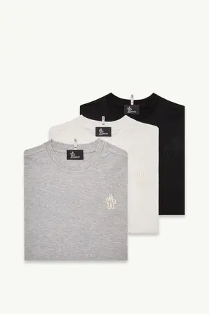 Moncler Logo Patch Cotton Blend T-shirt - Grey