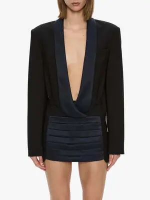 Christopher Esber Tuxedo Contrast Wool Blazer Dress