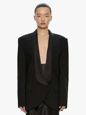 Christopher Esber Tuxedo Contrast Wool Blazer - Black
