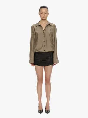 Christopher Esber Tuxedo Cummerbund Wool Skirt