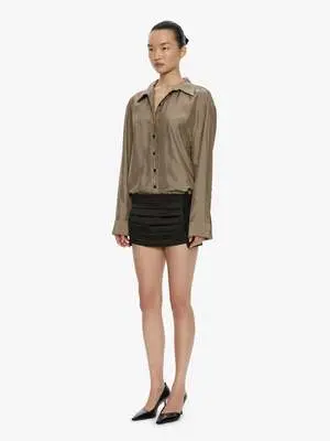 Christopher Esber Tuxedo Cummerbund Wool Skirt
