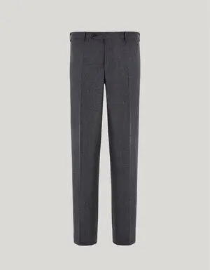 Canali Anthracite Wool Flannel Regular-fit Pants - Grey