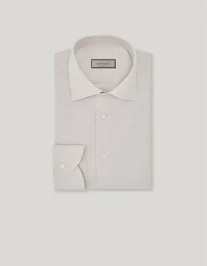 Canali And Beige Cotton Micro-houndstooth Regular-fit Shirt - White