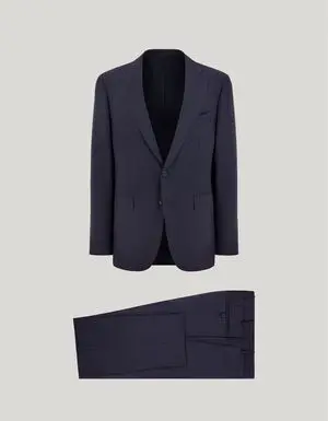 Canali 160's Wool Birdseye Motif Regular-fit Suit - Blue