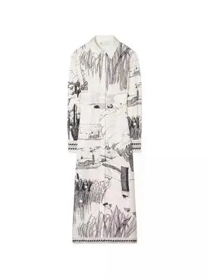 Tory Burch Printed Silk Shirtdress - Neutrals